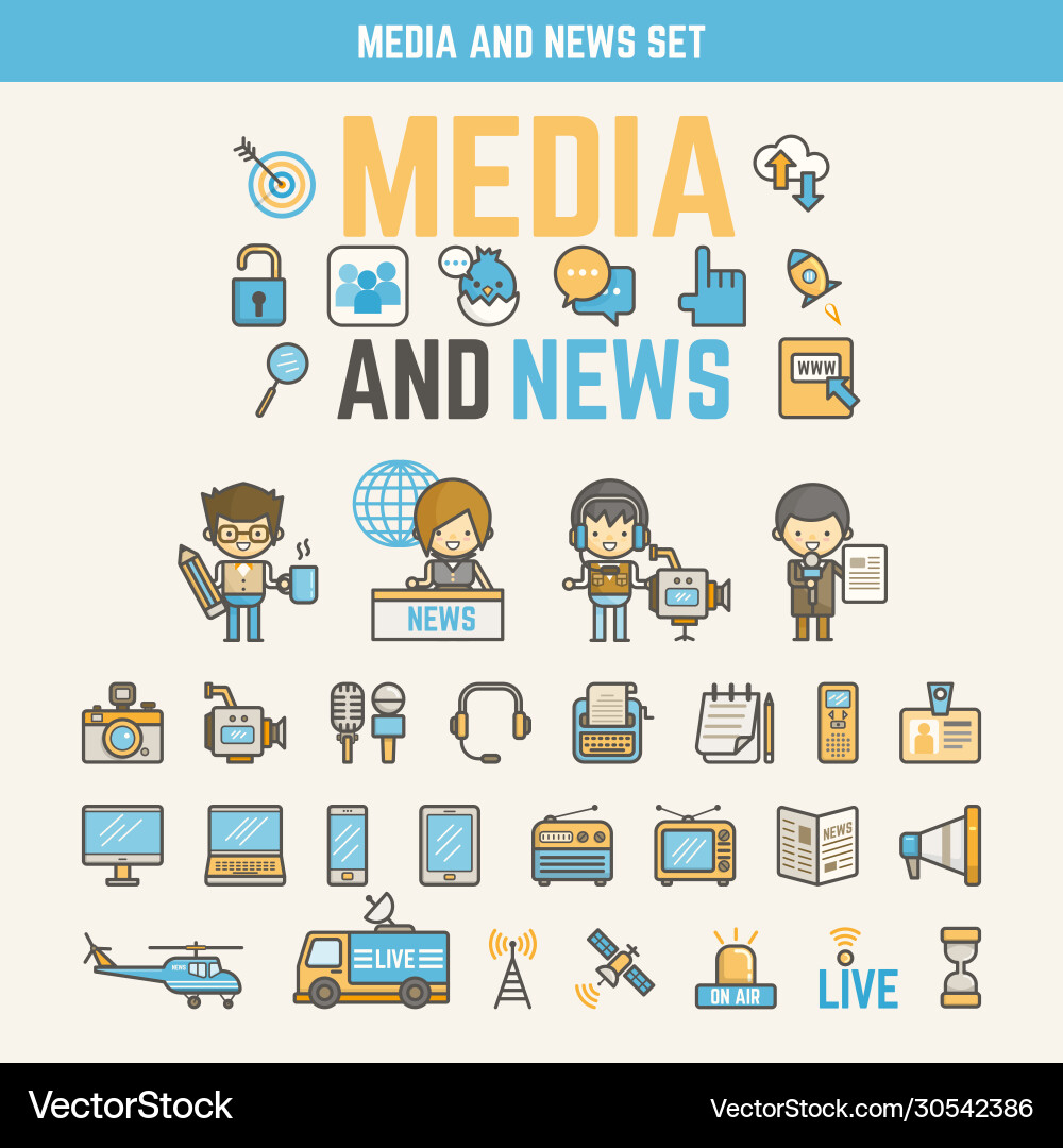 Media and news infographic elements for kid Vector Image