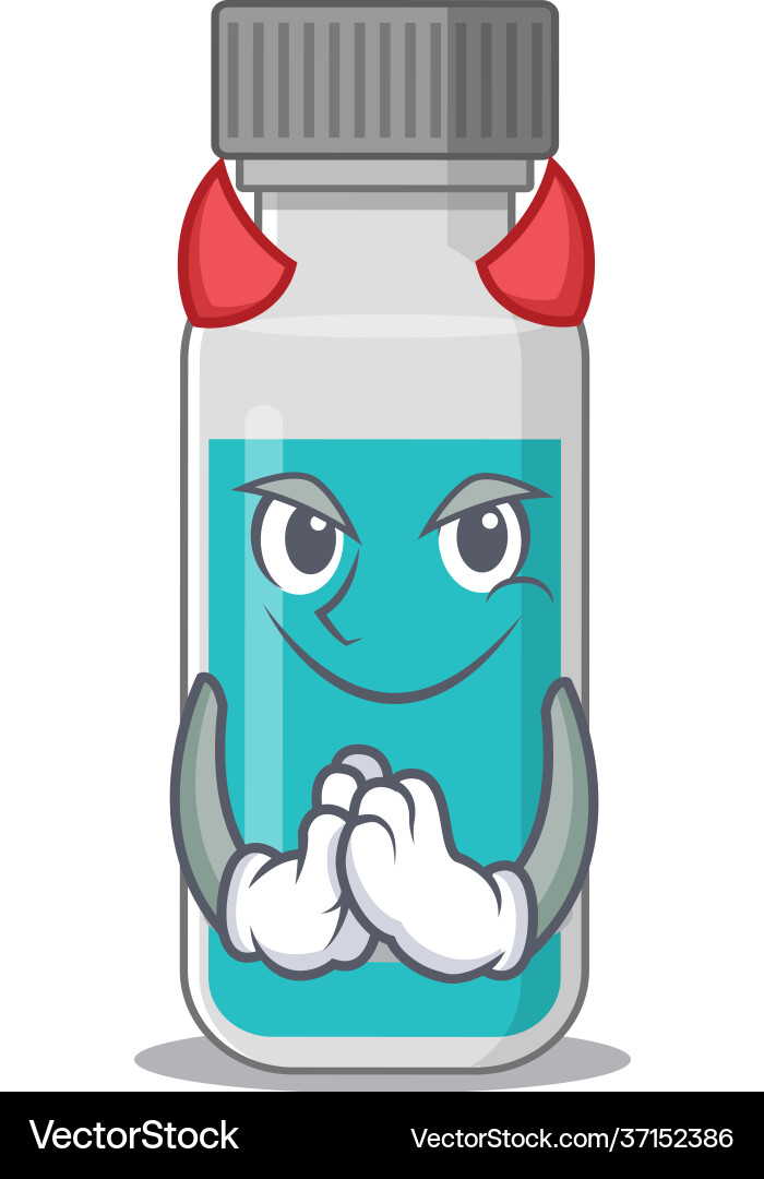 Medical test bottle clothed as devil cartoon Vector Image