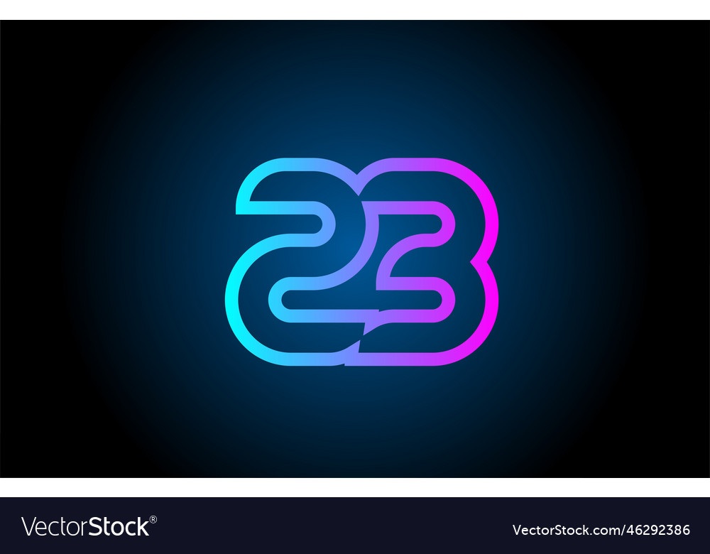 Pink line 23 number logo icon design creative Vector Image