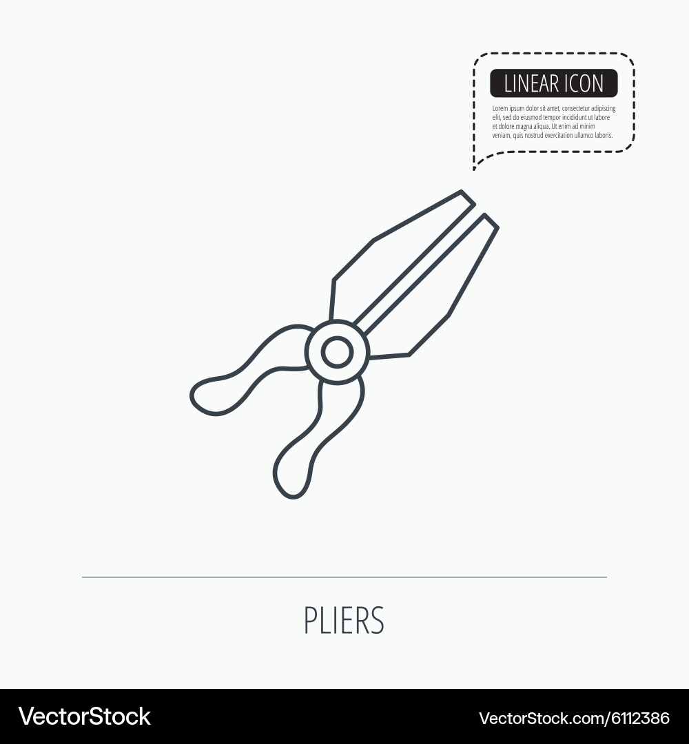 Pliers icon repairing fix tool sign Royalty Free Vector