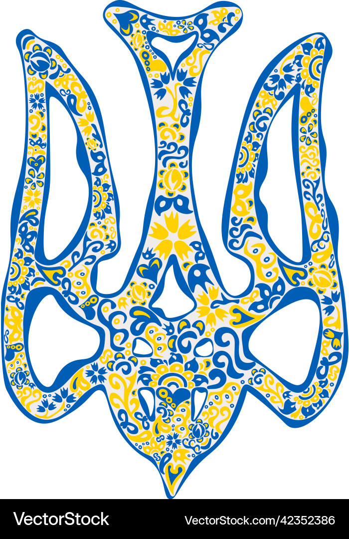 Stylized ukrainian national emblem trident tryzub Vector Image