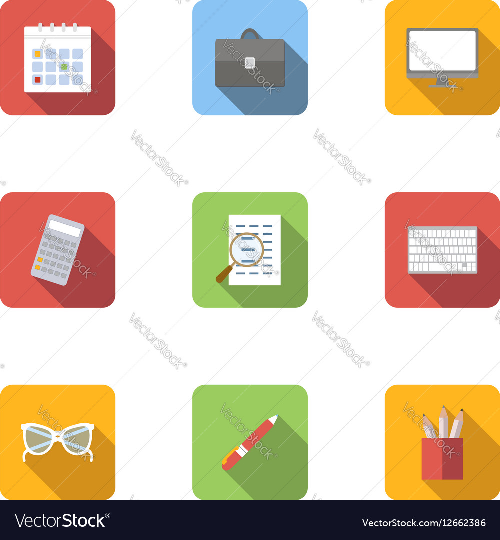 Work icons set flat style Royalty Free Vector Image