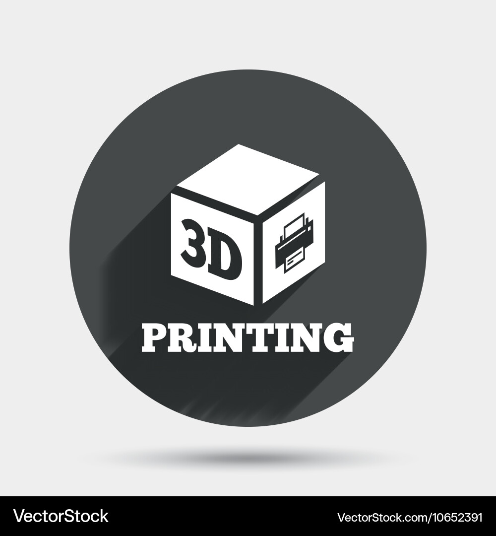3d print sign icon cube printing symbol Royalty Free Vector
