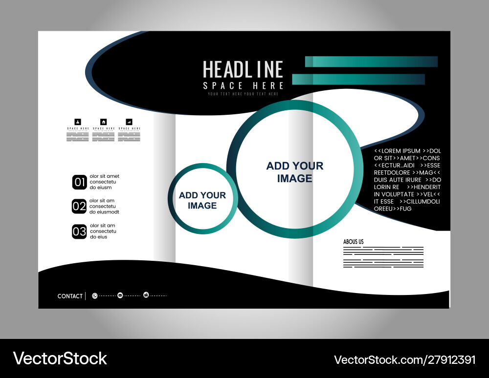 Blue style tri-fold brochure design corporate Vector Image