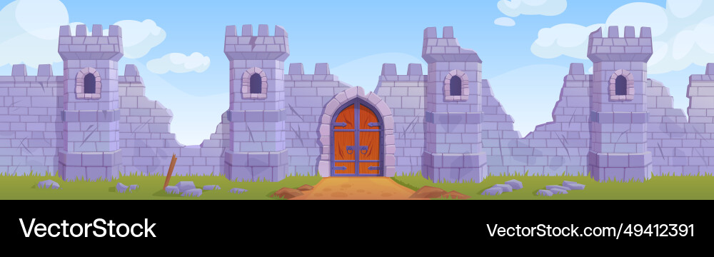 Broken castle abandoned fortress after war Vector Image