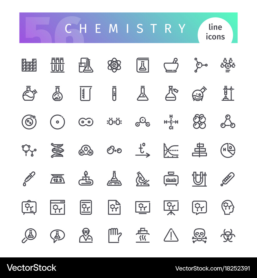 Chemistry line icons set Royalty Free Vector Image