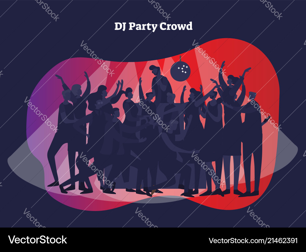 Dj party crowd nightclub Royalty Free Vector Image