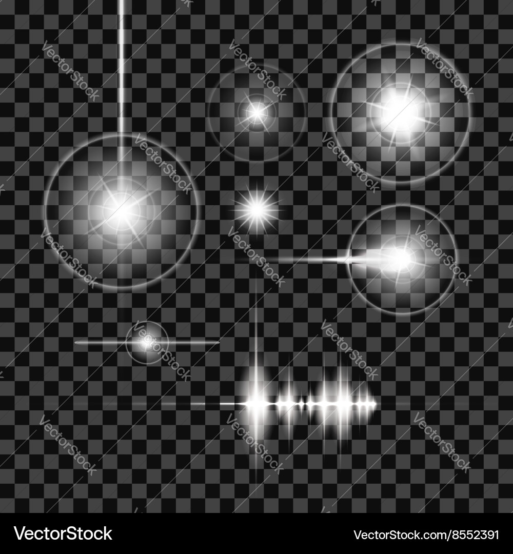 Lighting effects of flash glow white elements Vector Image