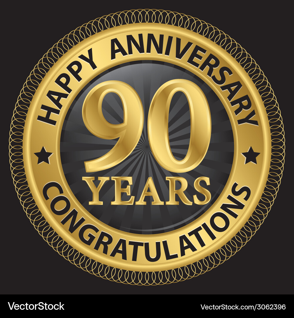 90 years happy anniversary congratulations gold Vector Image