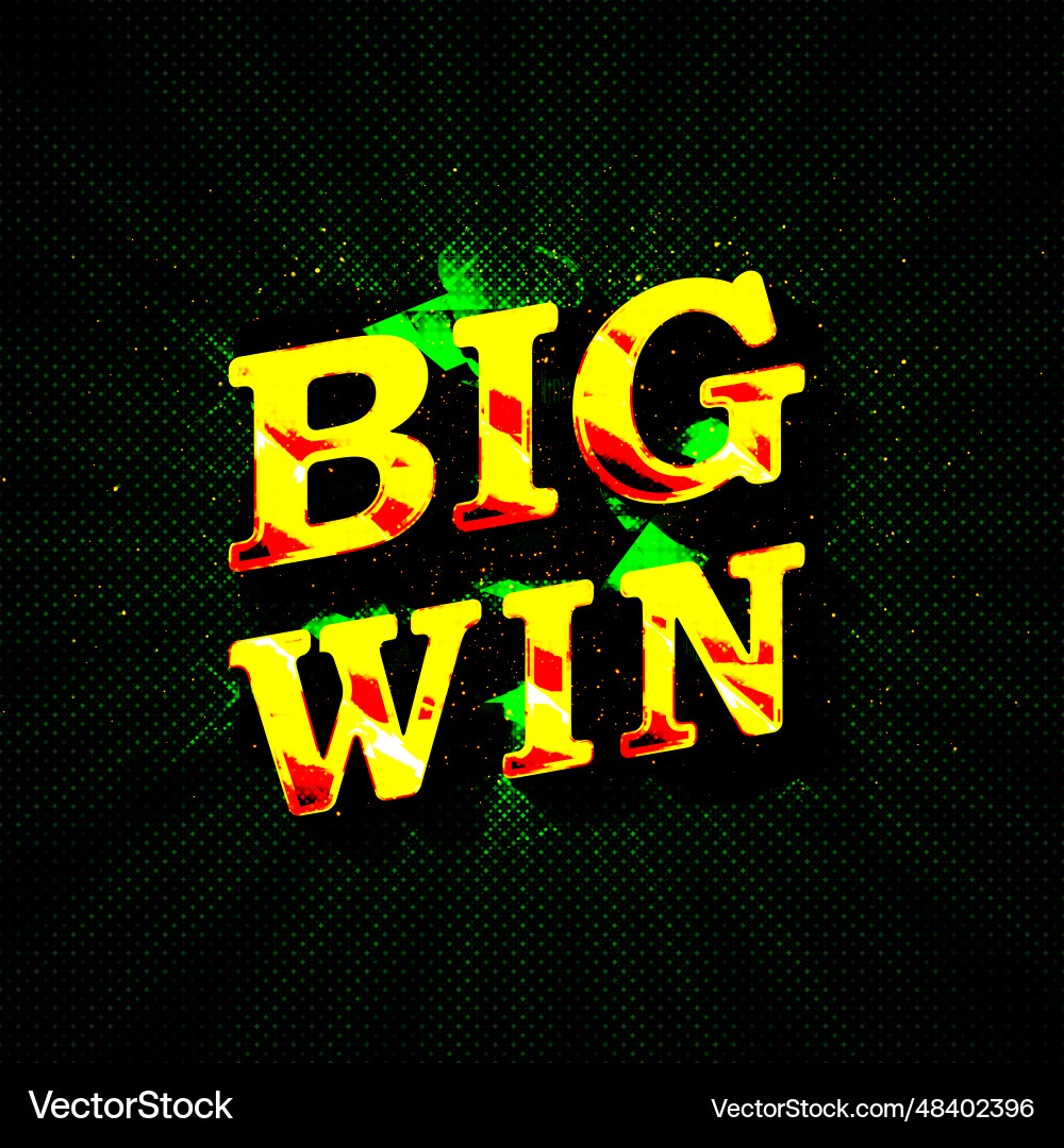 Big win gold text on retro red board banner Vector Image