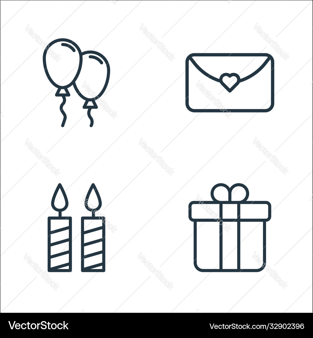 Birthday line icons linear set quality line set Vector Image