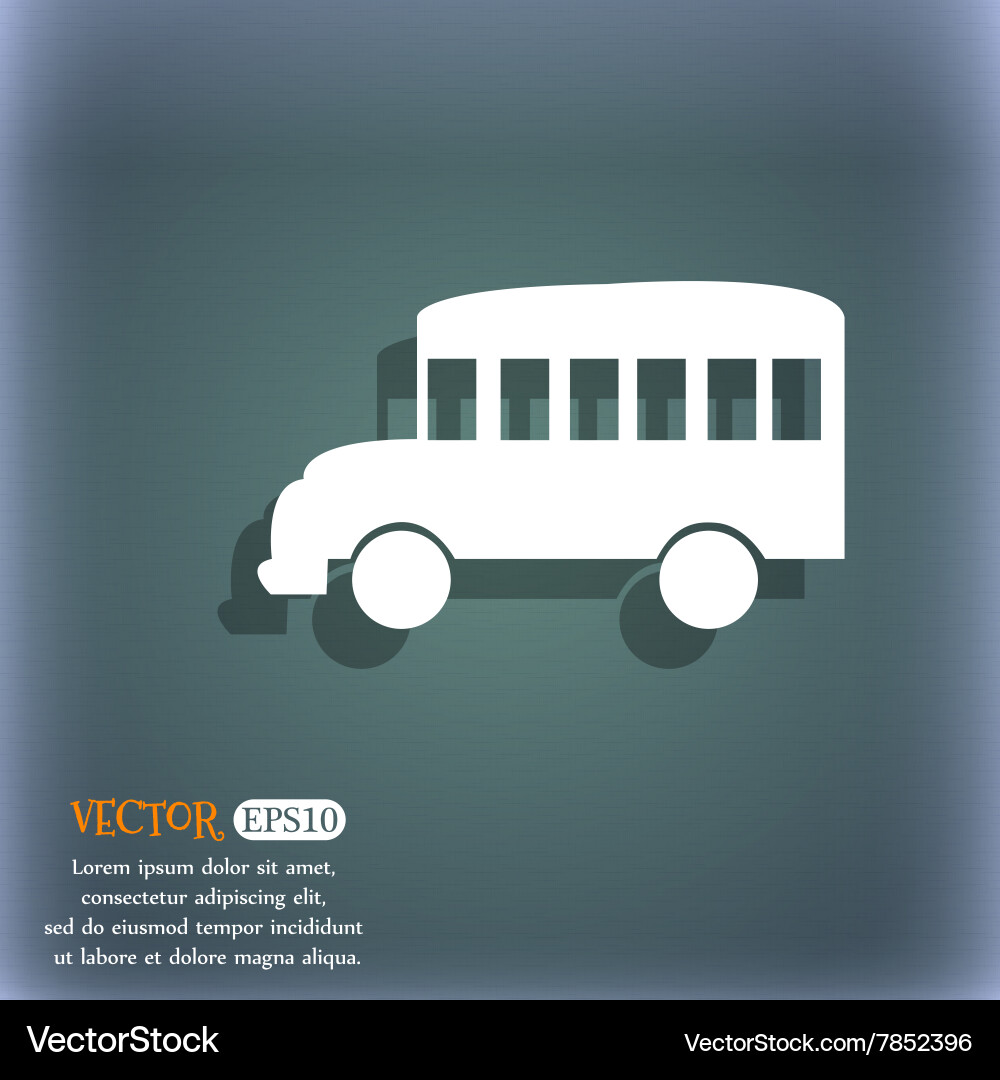 Bus icon on the blue-green abstract background Vector Image