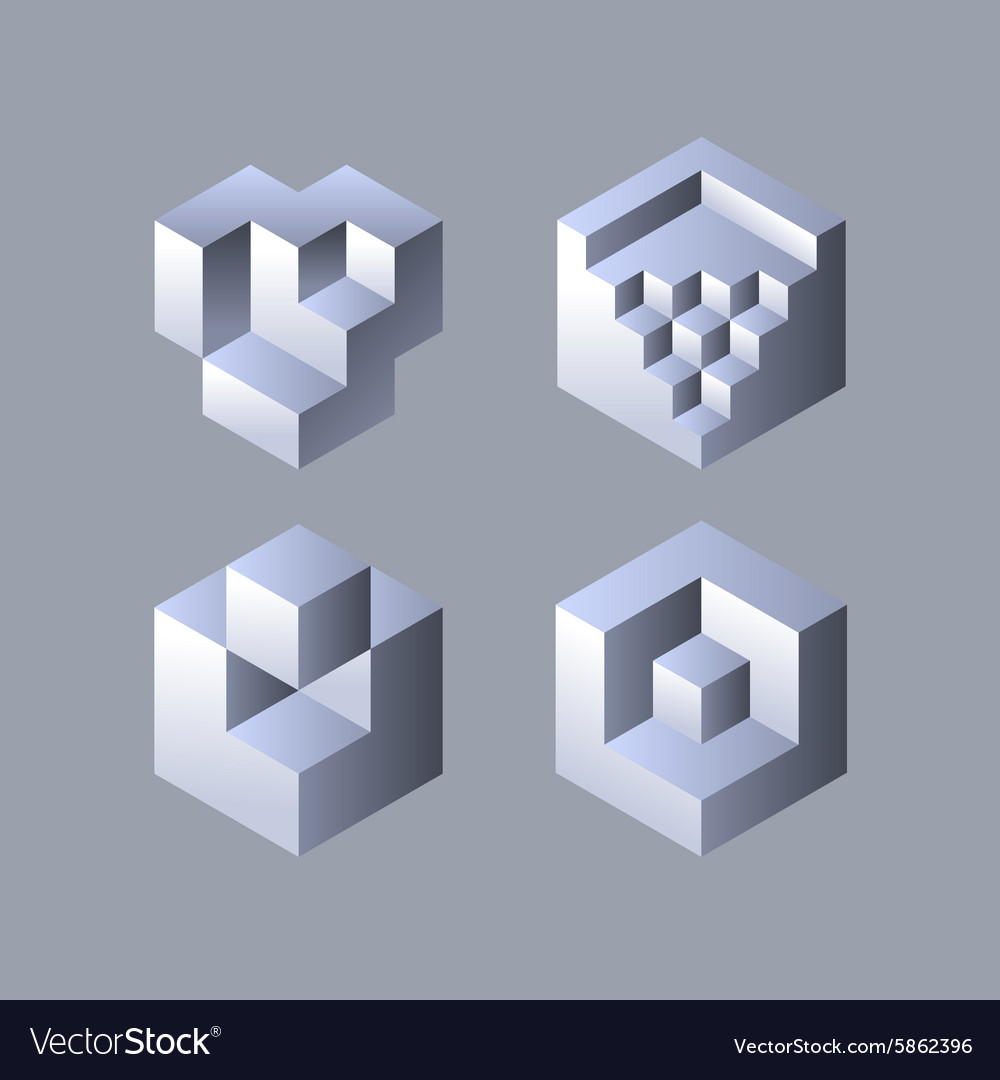 Cubic objects Royalty Free Vector Image - VectorStock