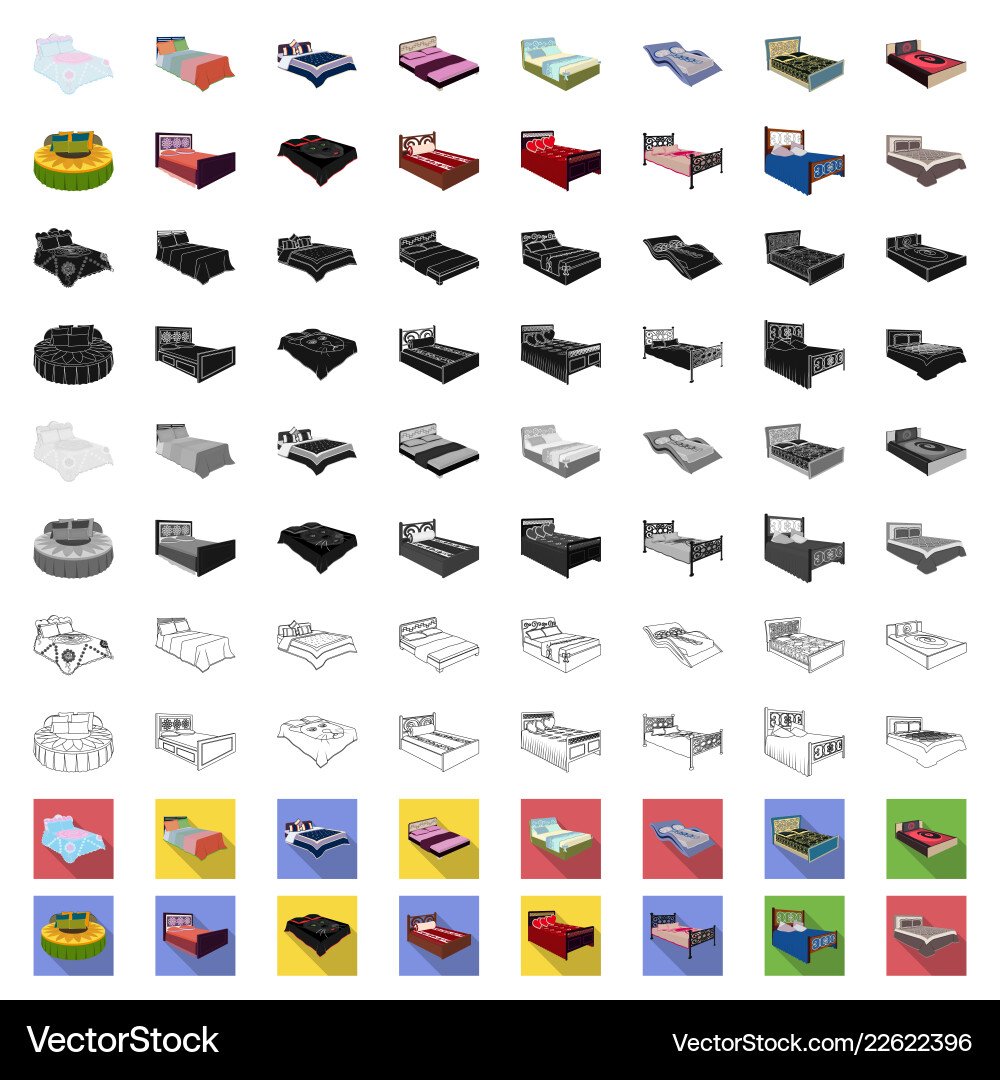Different beds cartoon icons in set collection Vector Image