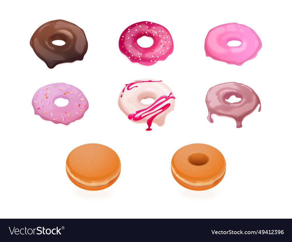 Donut constructor realistic different donuts Vector Image