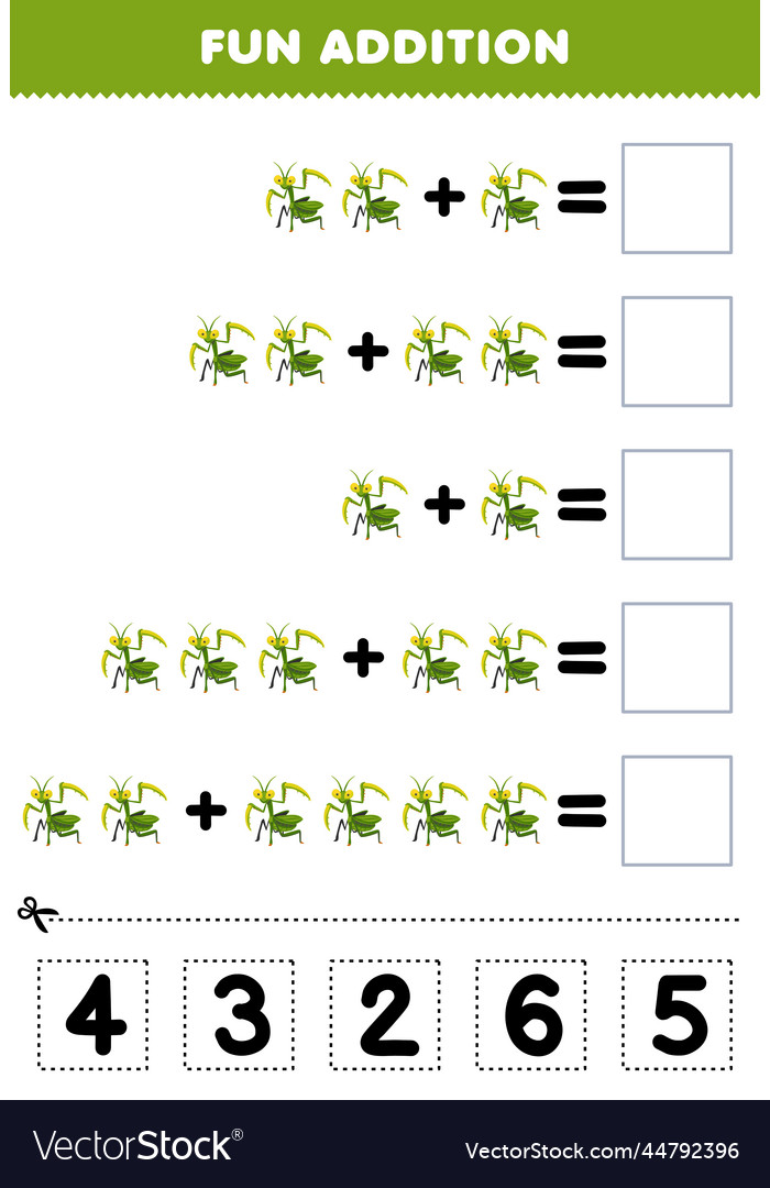 Education game for children fun addition by cut Vector Image