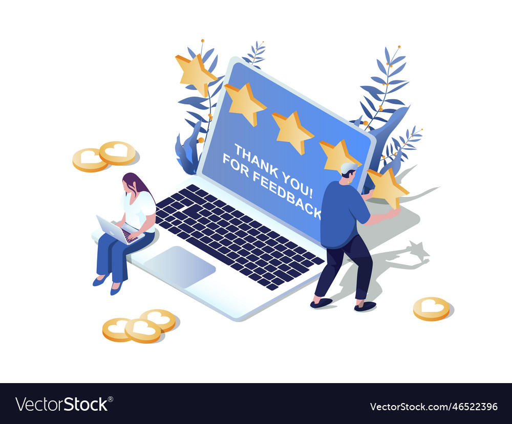 Feedback concept 3d isometric web scene Royalty Free Vector