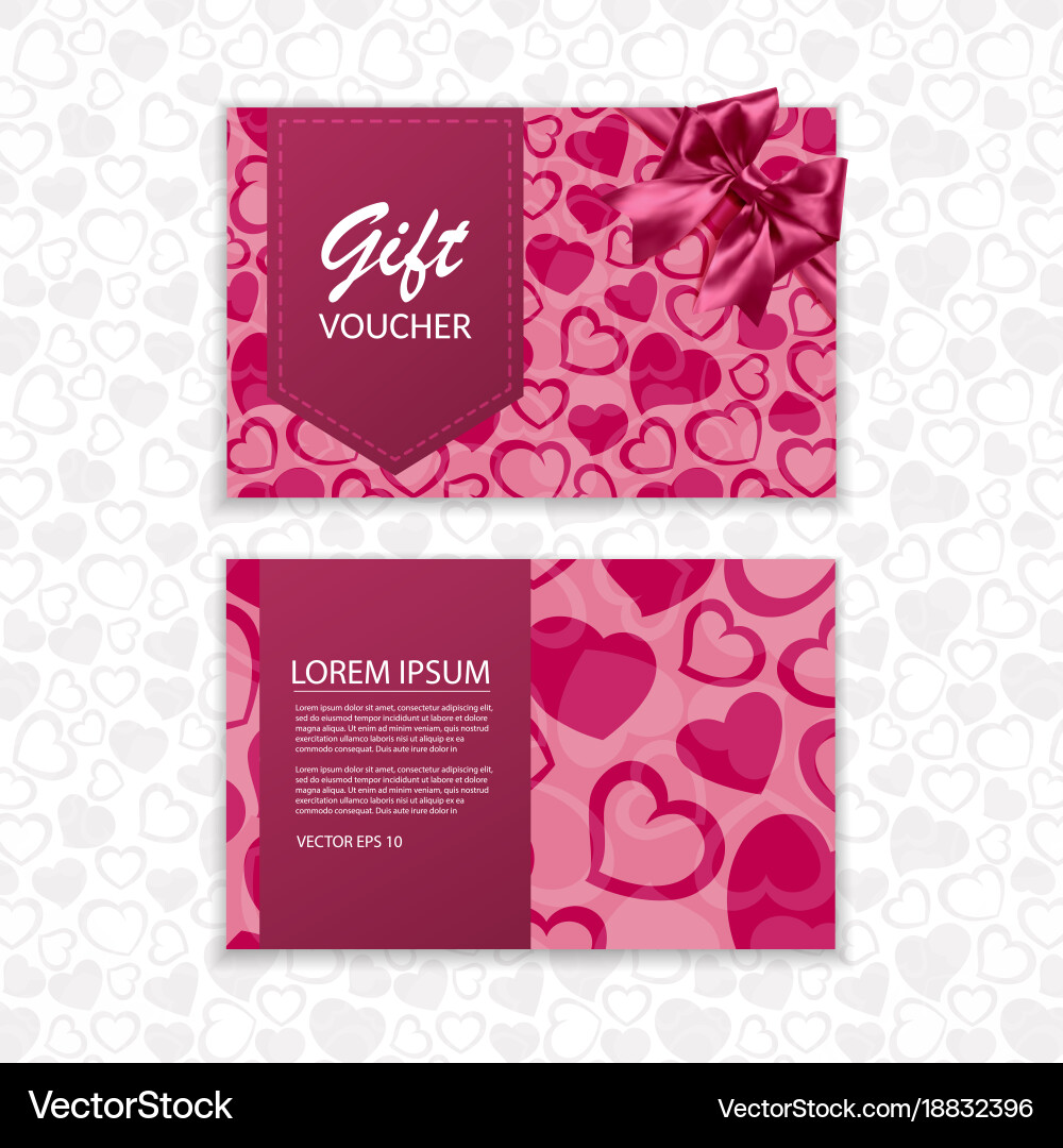 Gift voucher with a realistic bow and heart Vector Image
