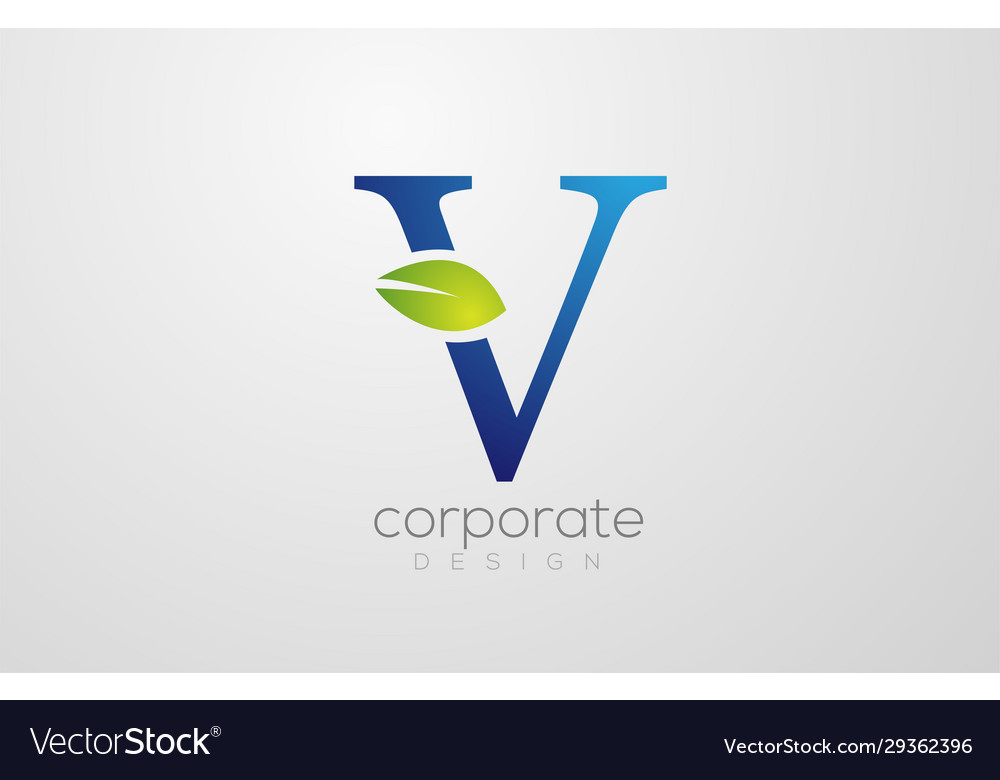 Green leaf alphabet letter v logo icon design Vector Image