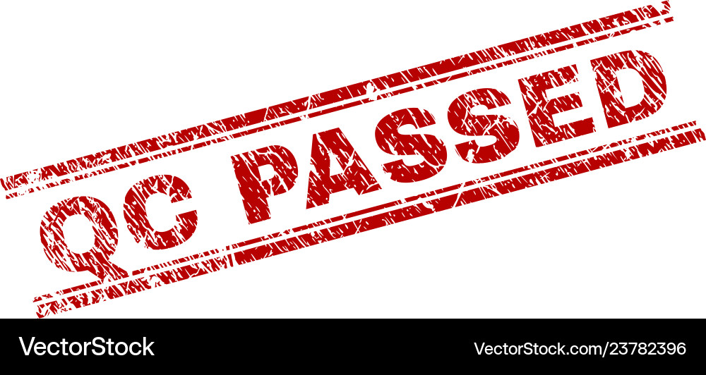 Grunge textured qc passed stamp seal Royalty Free Vector