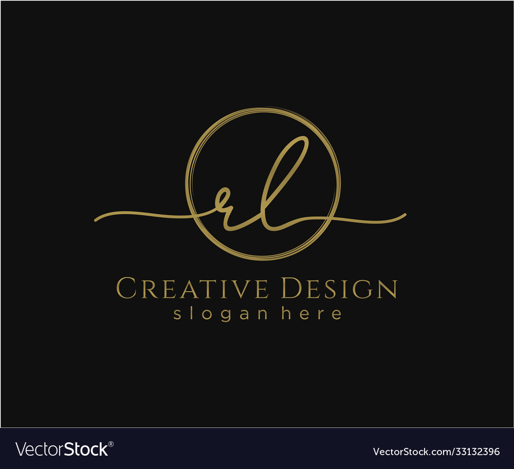 Initial rl handwriting logo with circle template Vector Image