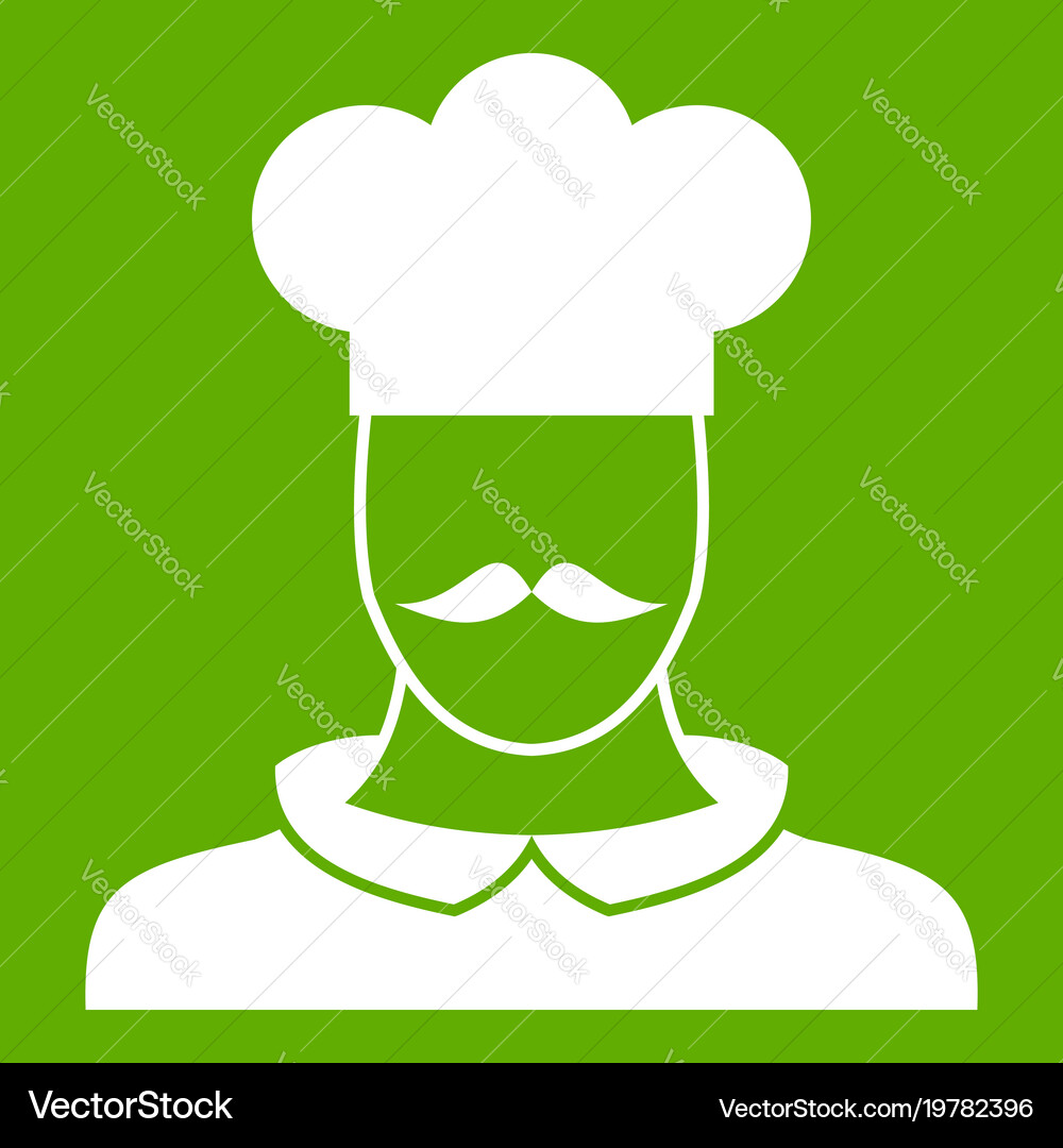 Male chef cook icon green Royalty Free Vector Image