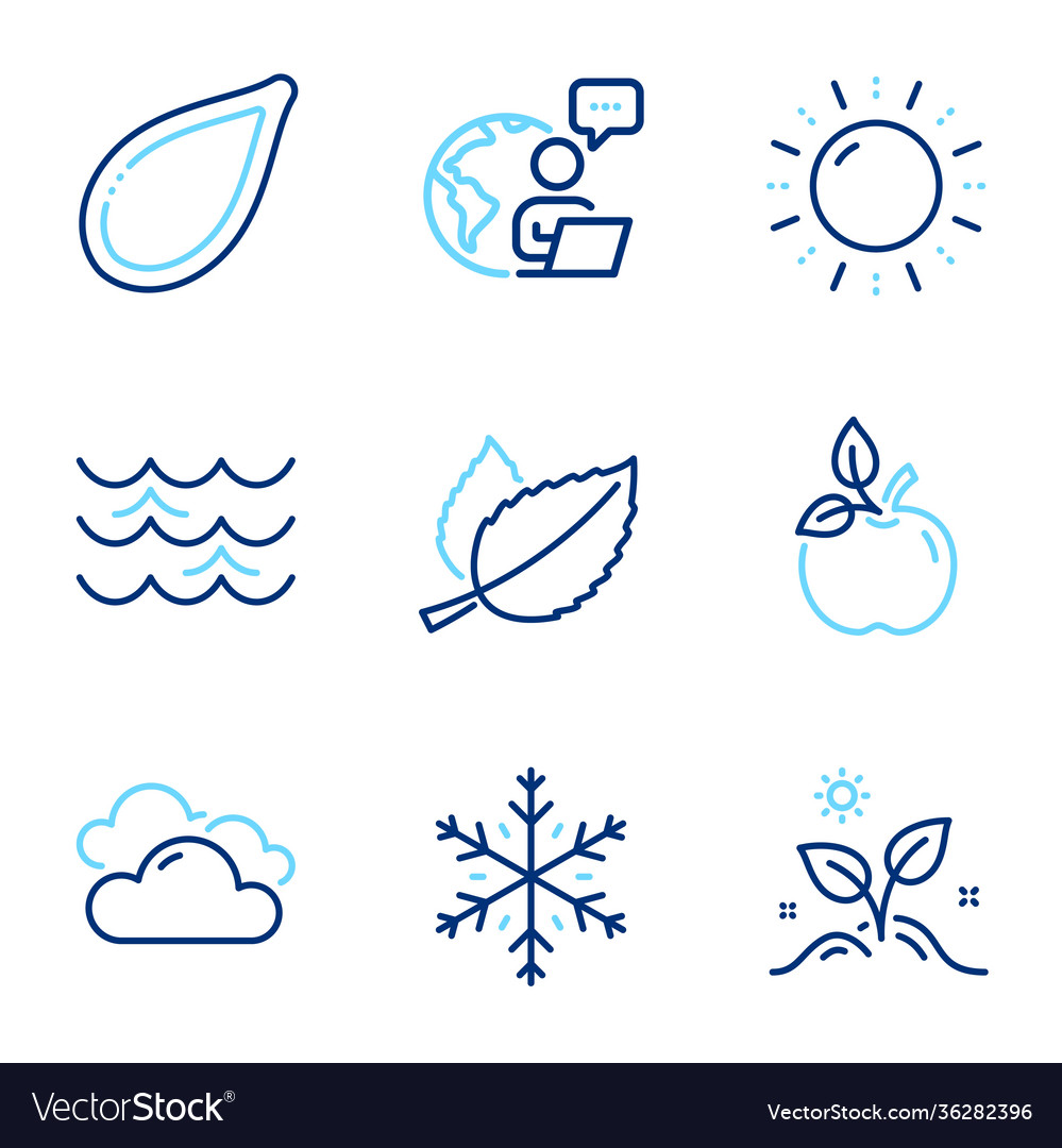 Nature icons set included icon as snowflake Vector Image