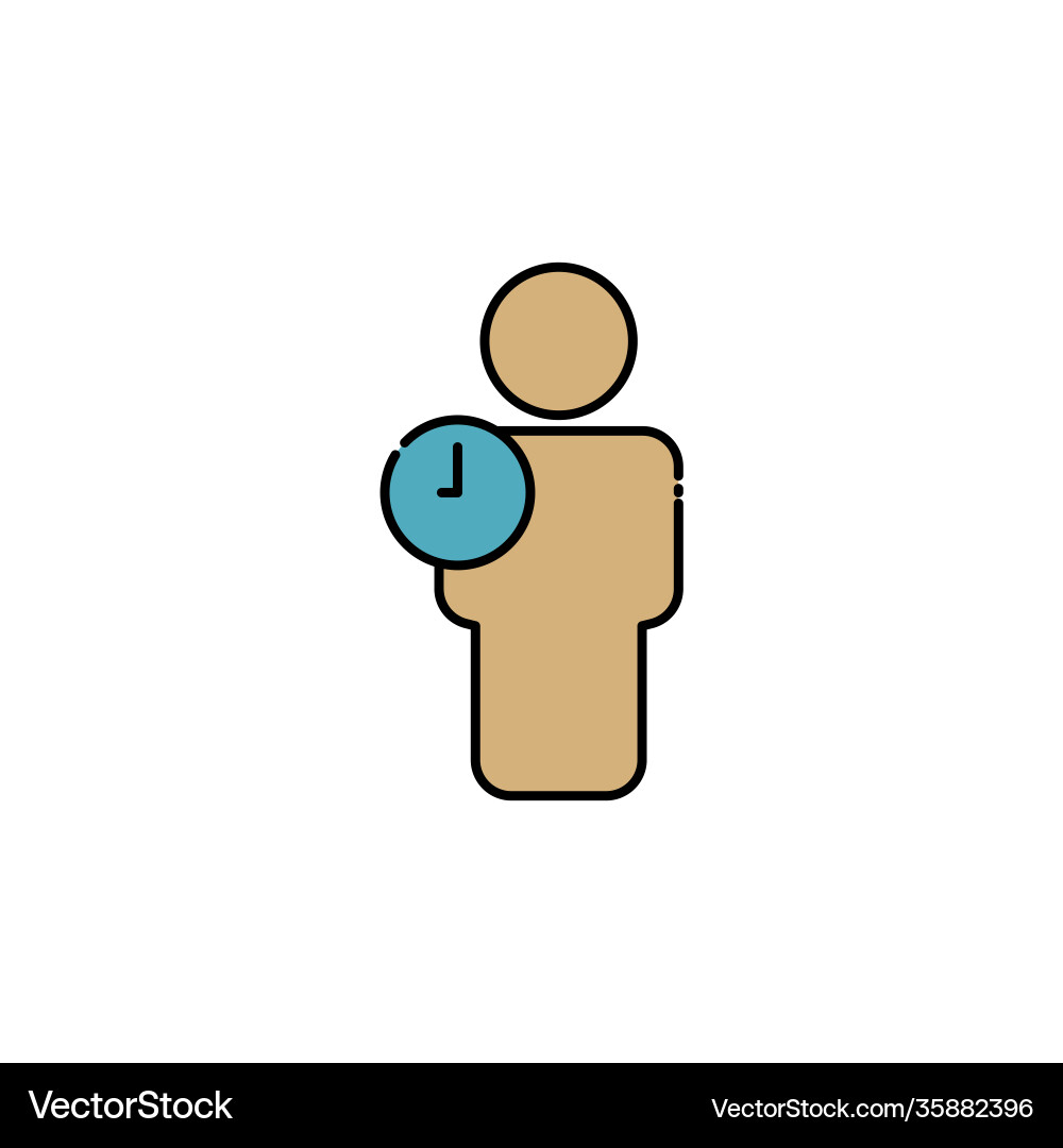 People with time lineal color icon time Royalty Free Vector