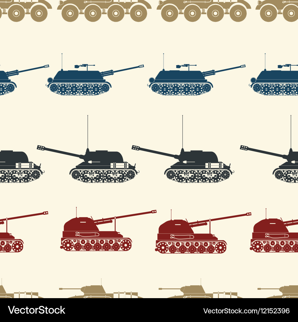 Seamless background with military equipment Vector Image
