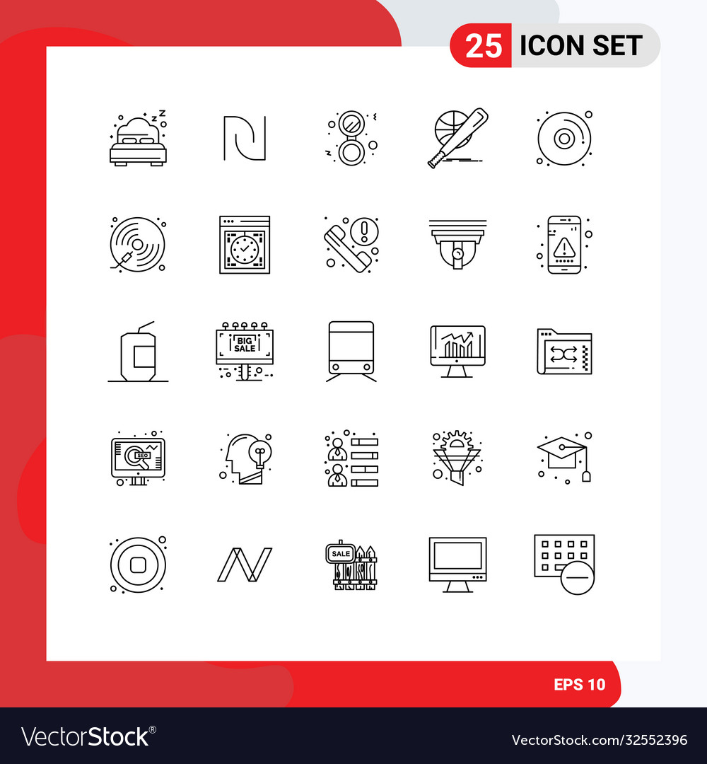 Stock icon pack 25 line signs and symbols for Vector Image
