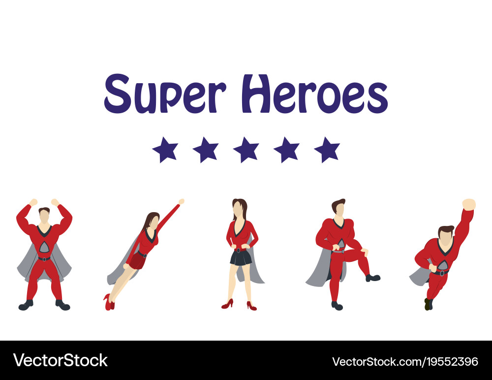 Superhero actions icon set in cartoon colored Vector Image