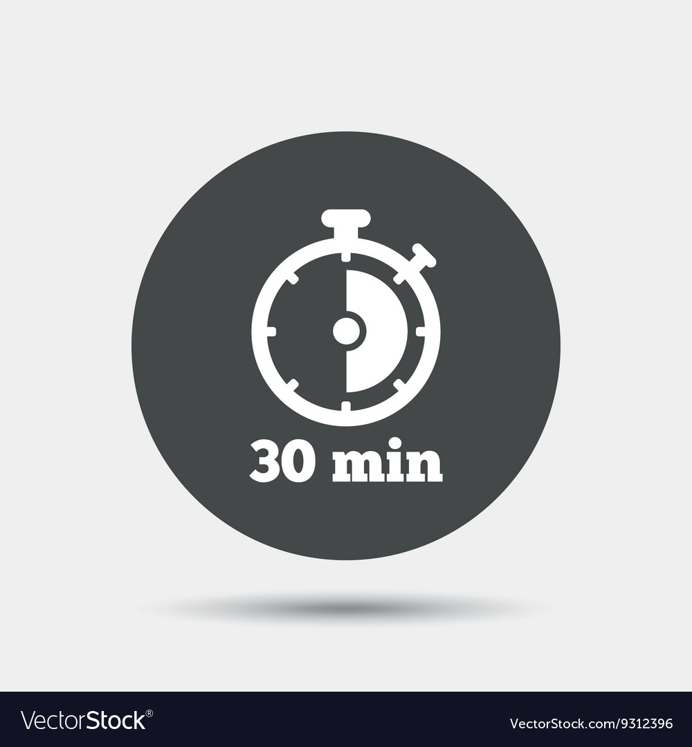 Timer Sign Icon 30 Minutes Stopwatch Symbol Vector Image