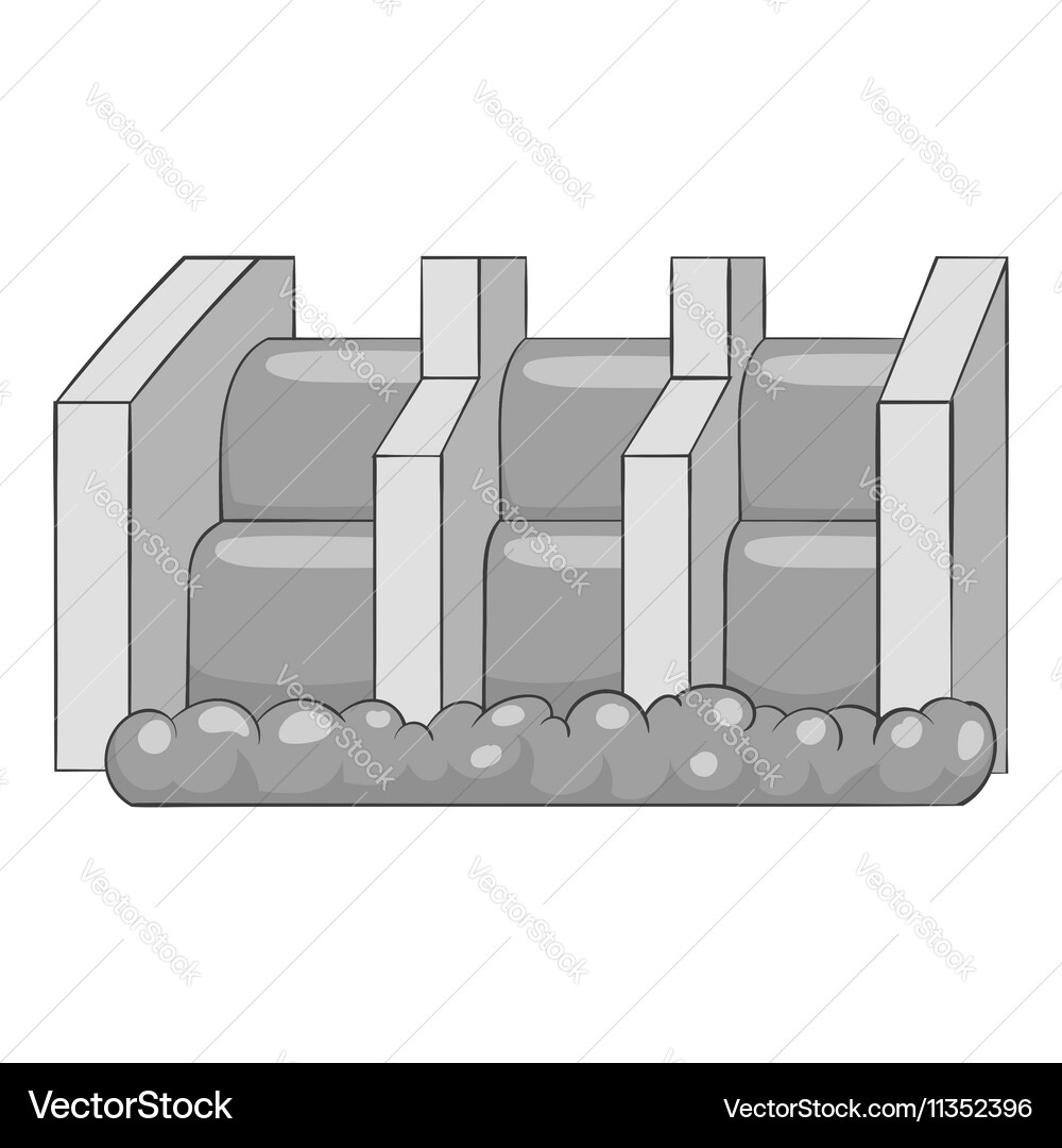 Water dam icon gray monochrome style Royalty Free Vector