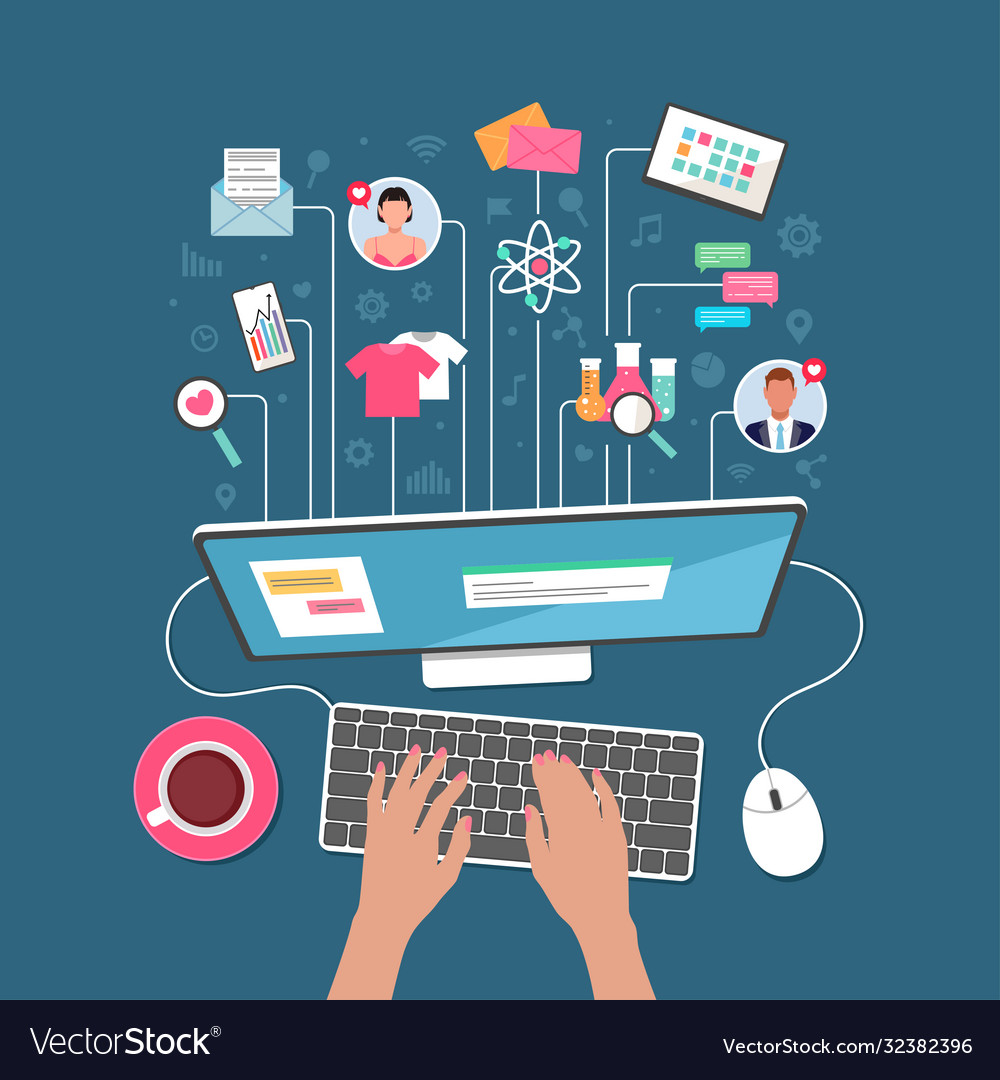 Work on computer Royalty Free Vector Image - VectorStock
