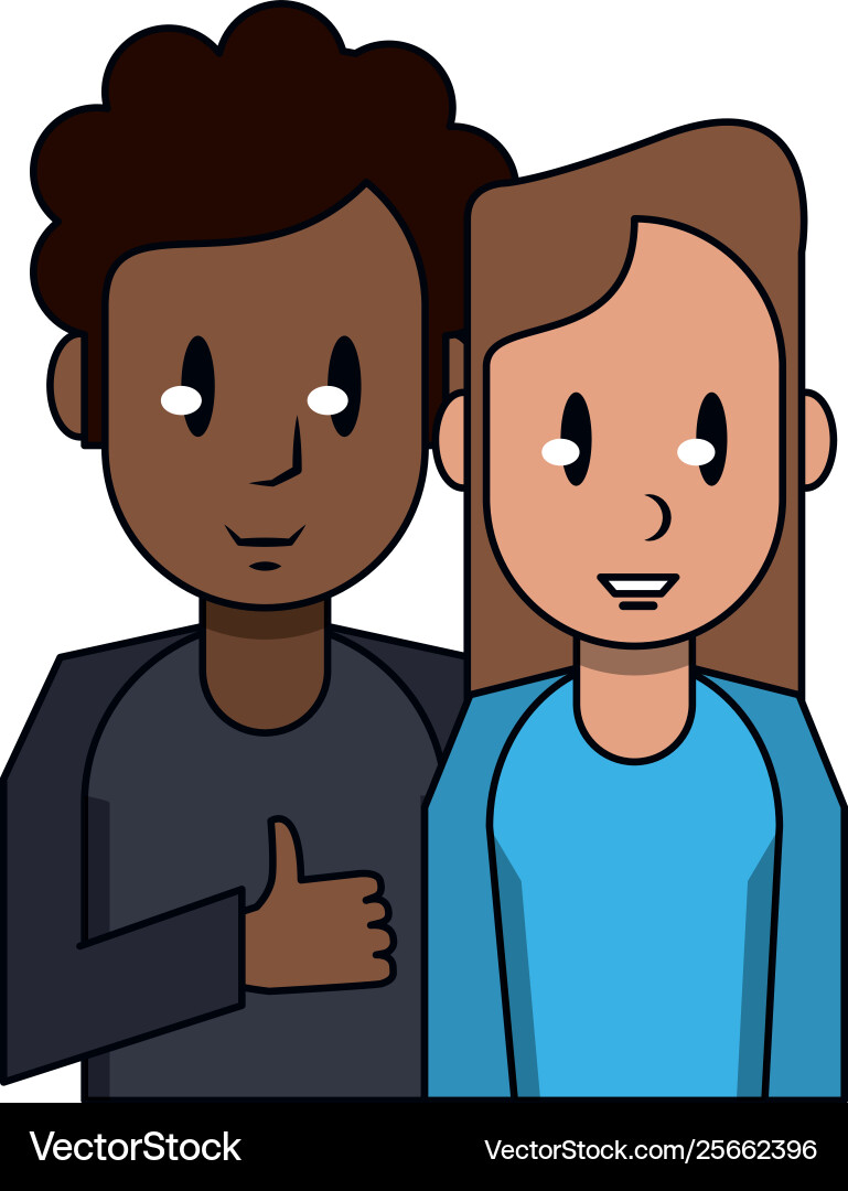 Young couple cartoon profile isolated Royalty Free Vector