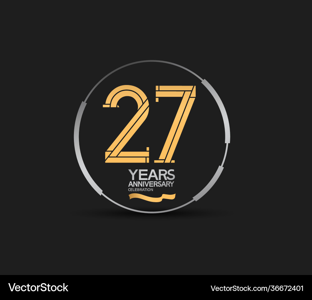 27 years golden anniversary logotype Royalty Free Vector