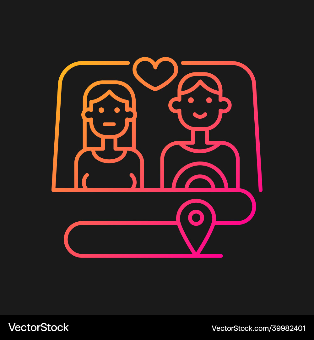 Couple wandering together gradient icon for dark Vector Image