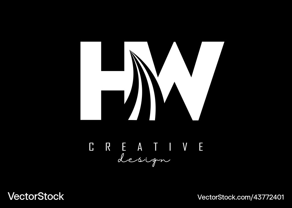 Creative white letters hw h w logo with leading Vector Image