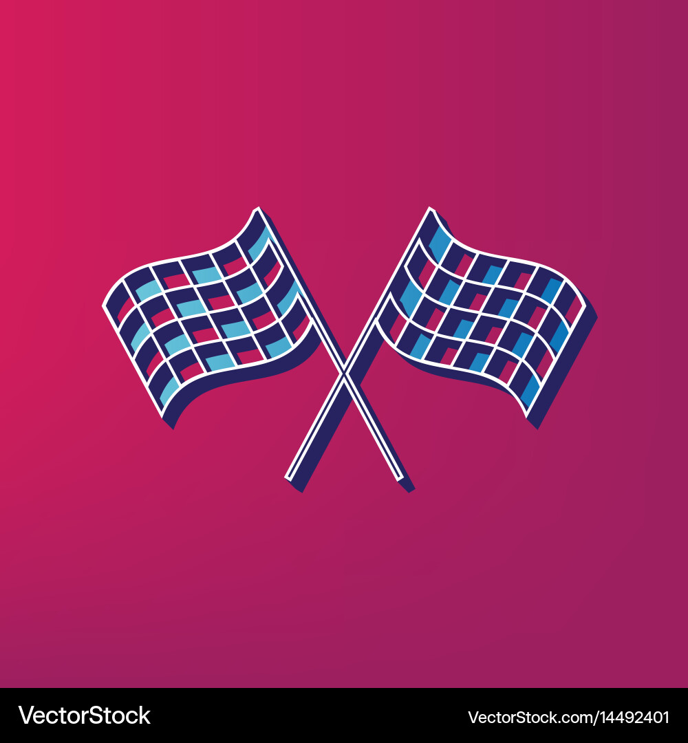 Crossed checkered flags logo waving in the wind Vector Image