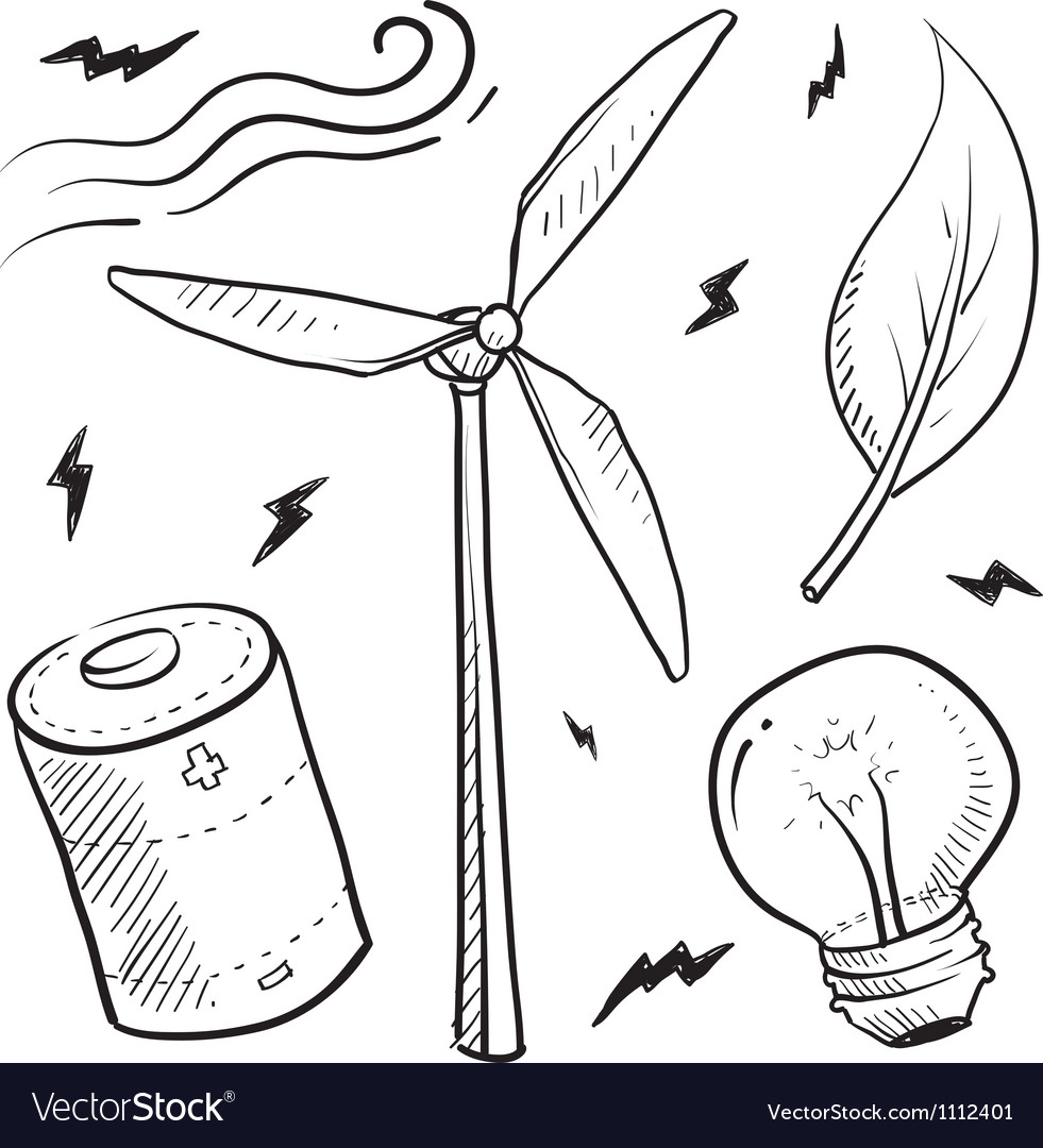 Doodle power source wind Royalty Free Vector Image