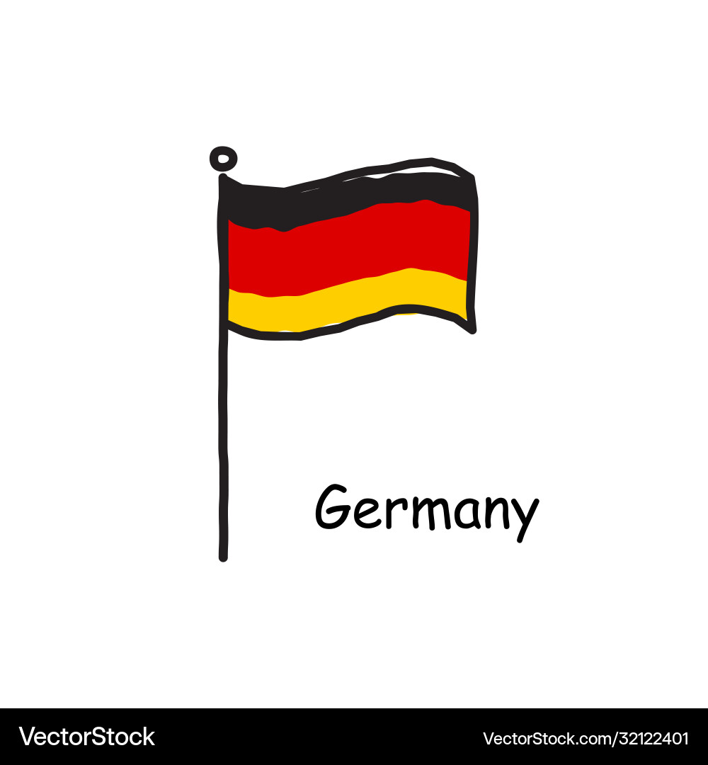 Hand drawn sketchy germany flag on pole Royalty Free Vector