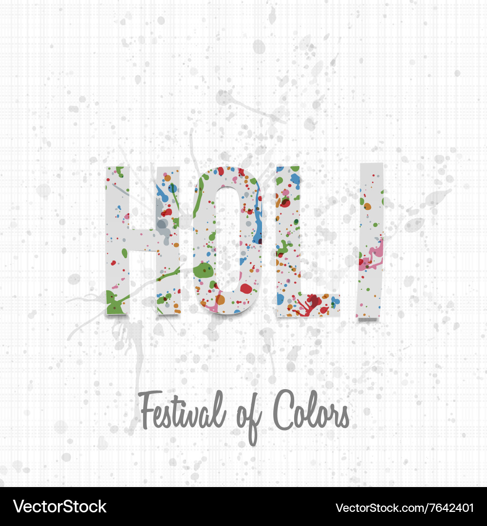 Holi realistic paper text with color stains Vector Image