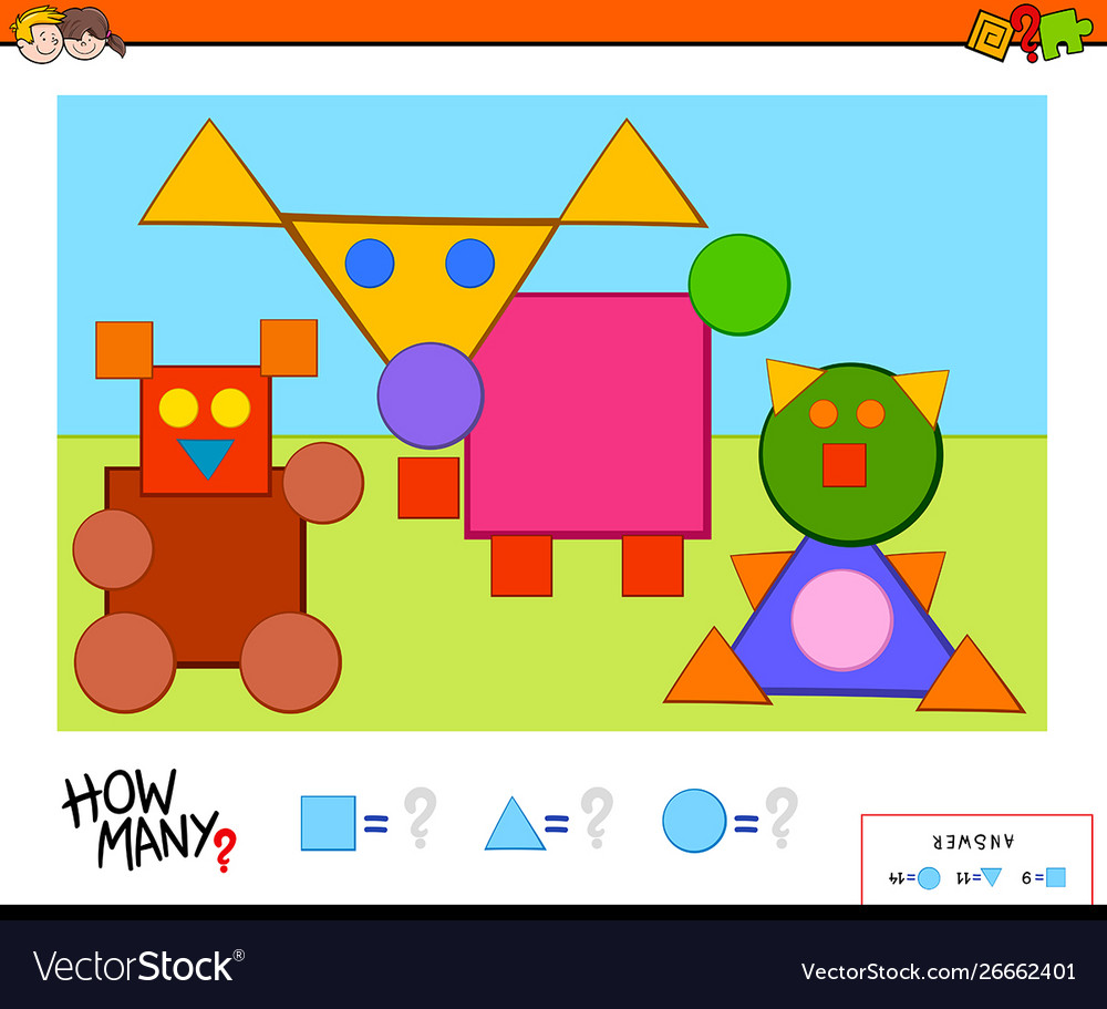 How Many Shapes Educational Task For Kids Vector Image