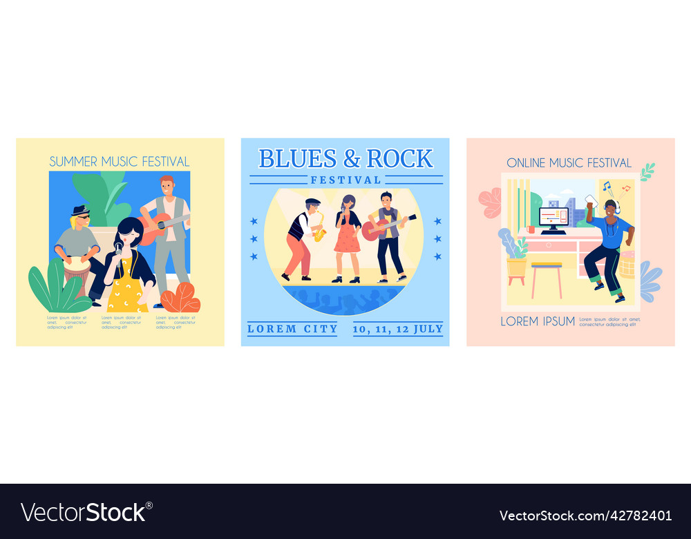 Music festival square compositions Royalty Free Vector Image