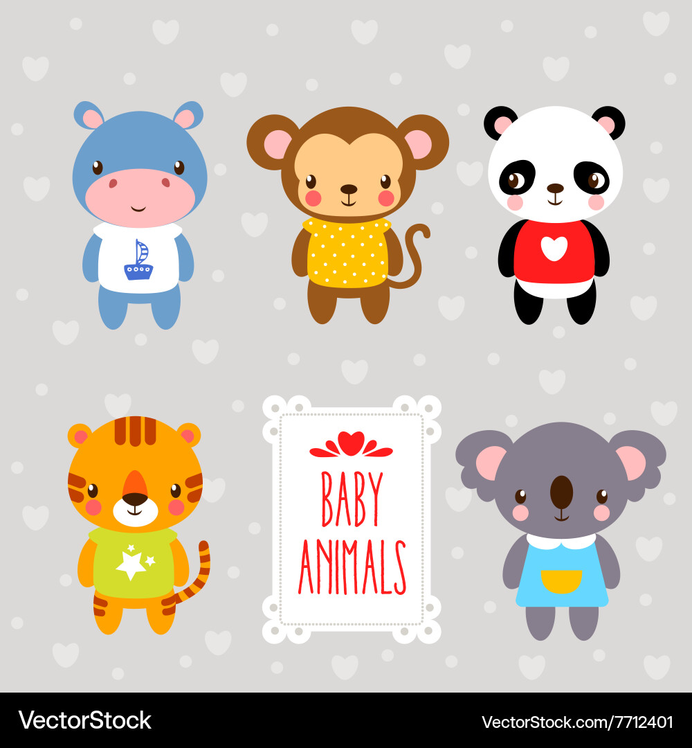 Set of cartoon animals Royalty Free Vector Image