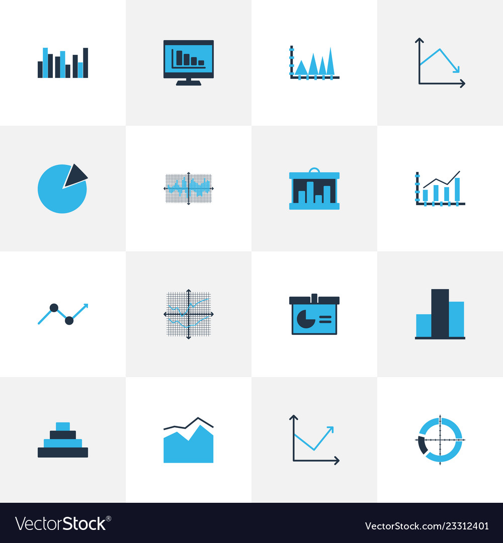 Set of graphs diagrams and statistics icons Vector Image