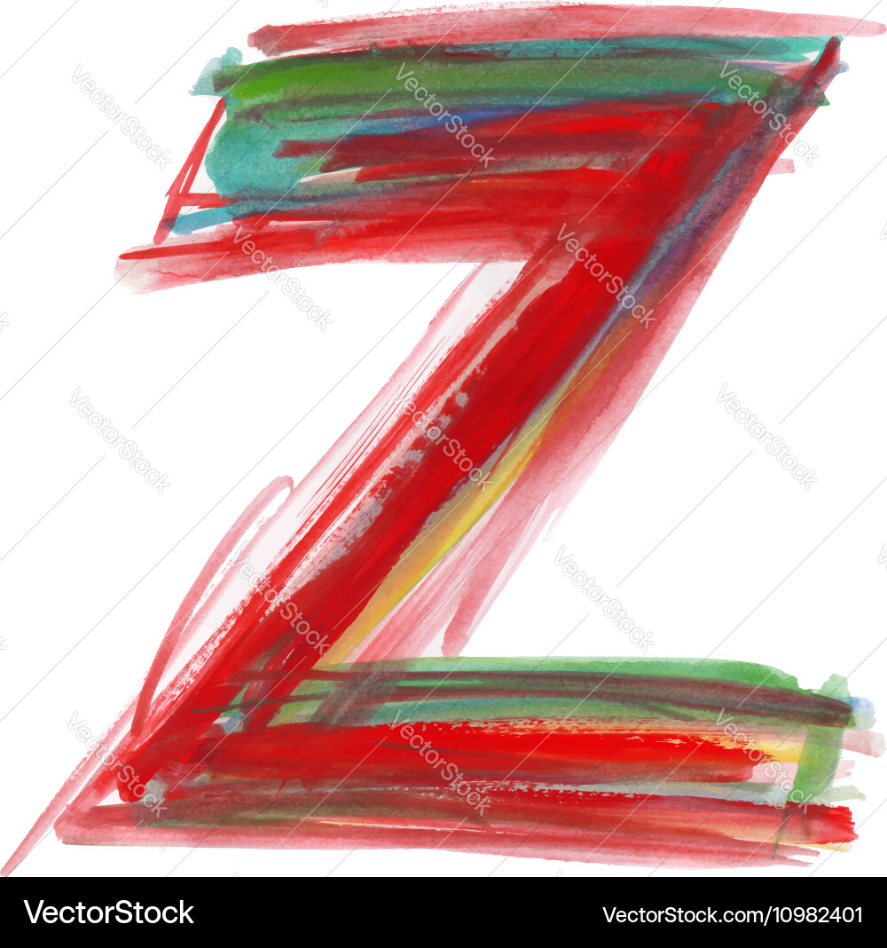 Watercolor font letter z Royalty Free Vector Image