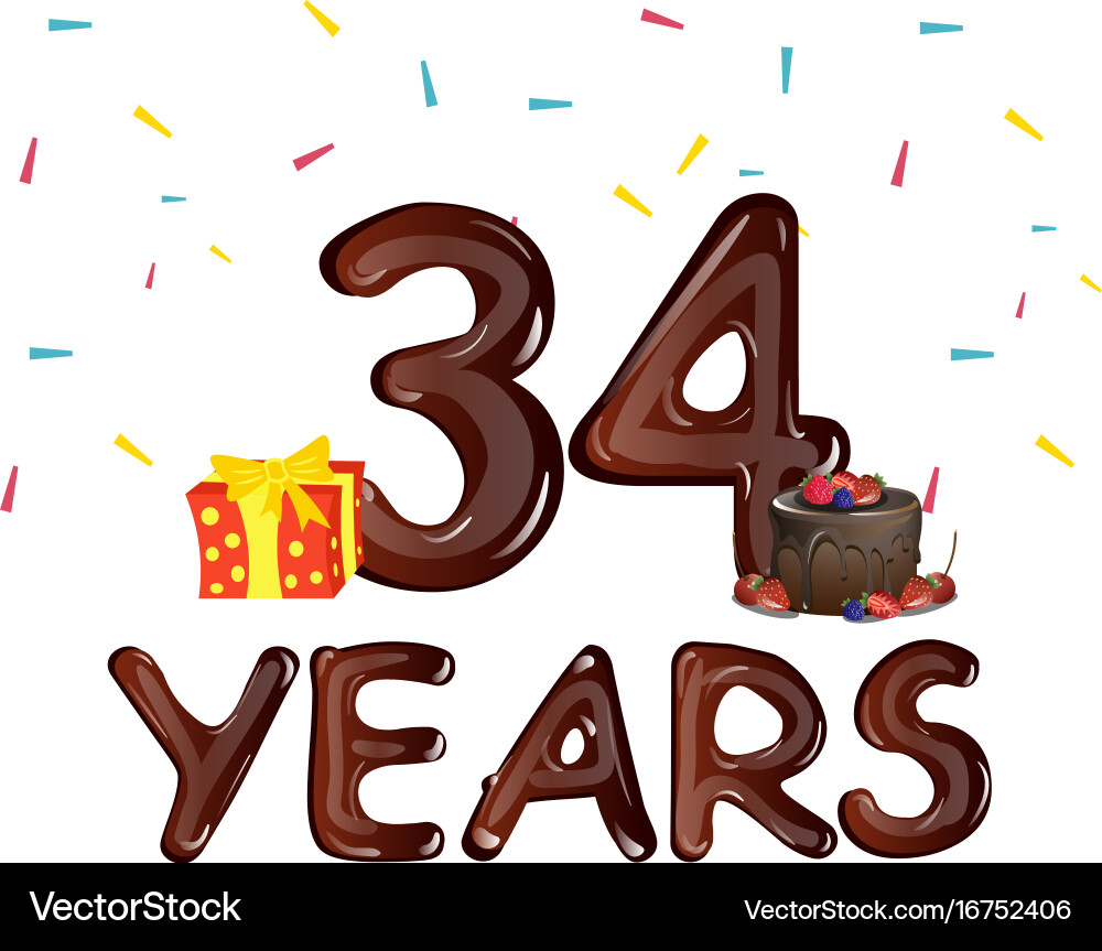 34 years anniversary celebration greeting card Vector Image