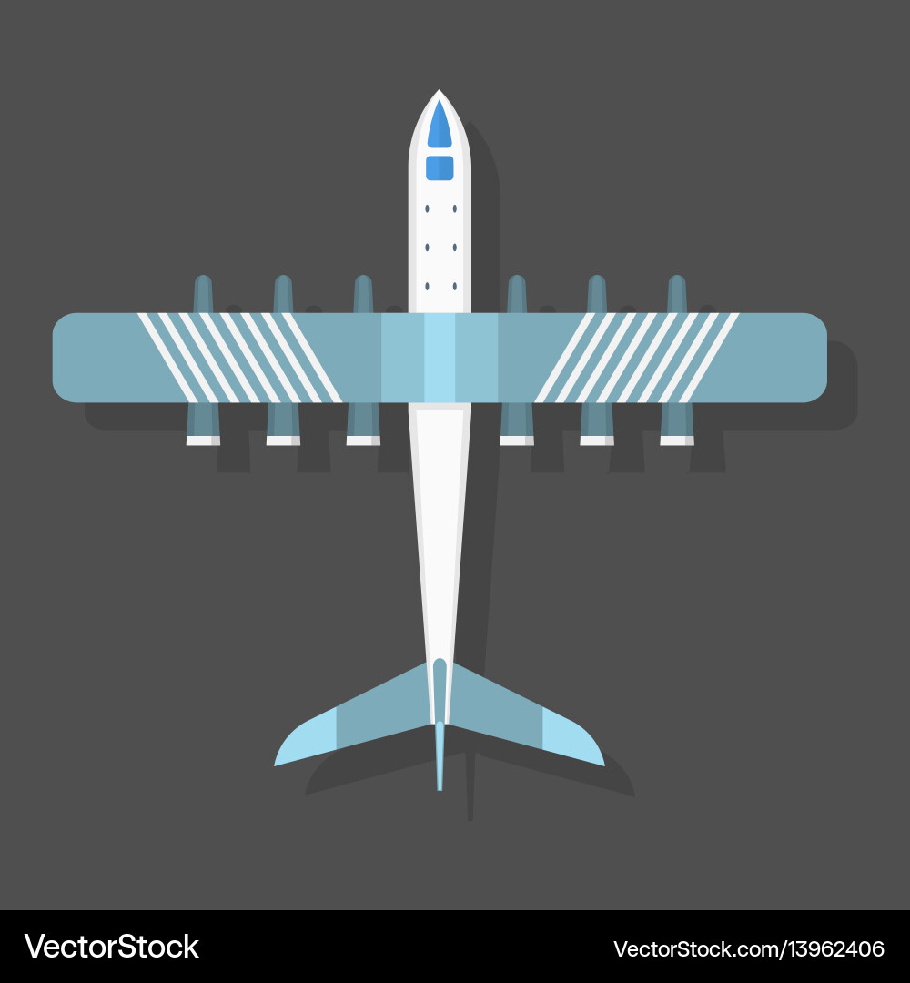 Airplane top view and aircraft Royalty Free Vector Image