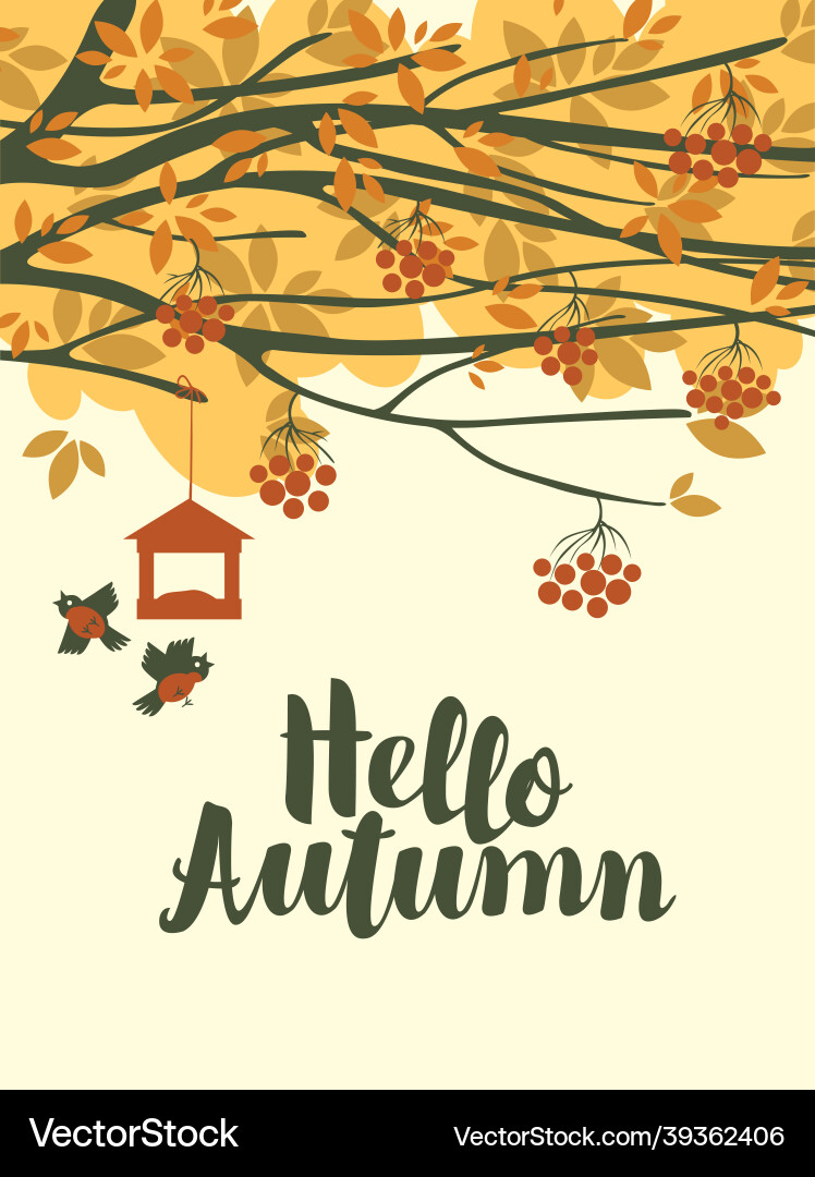 Banner with autumn tree and inscription Royalty Free Vector